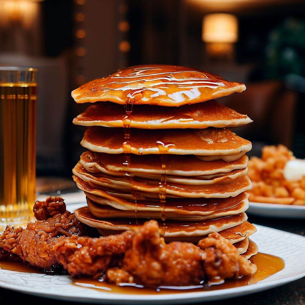 Deliciosos PanCakes con Pollo frito y Miel: Receta para prepararlo